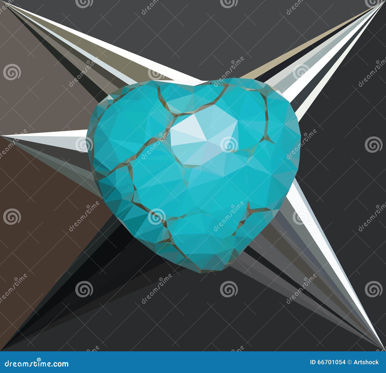Geometric Turquoise Heart stock illustration. Illustration of valentine ...
