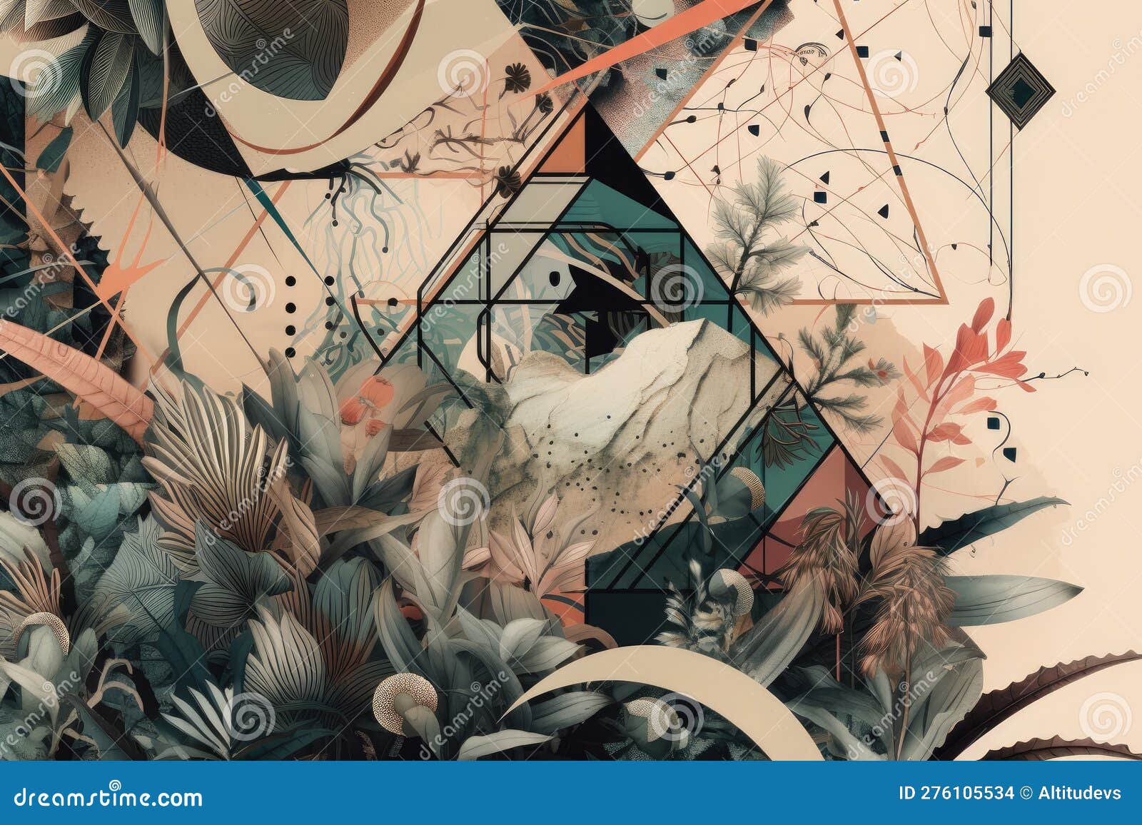 Geometric Typeface Surrounded by Abstract Nature and Botanical ...