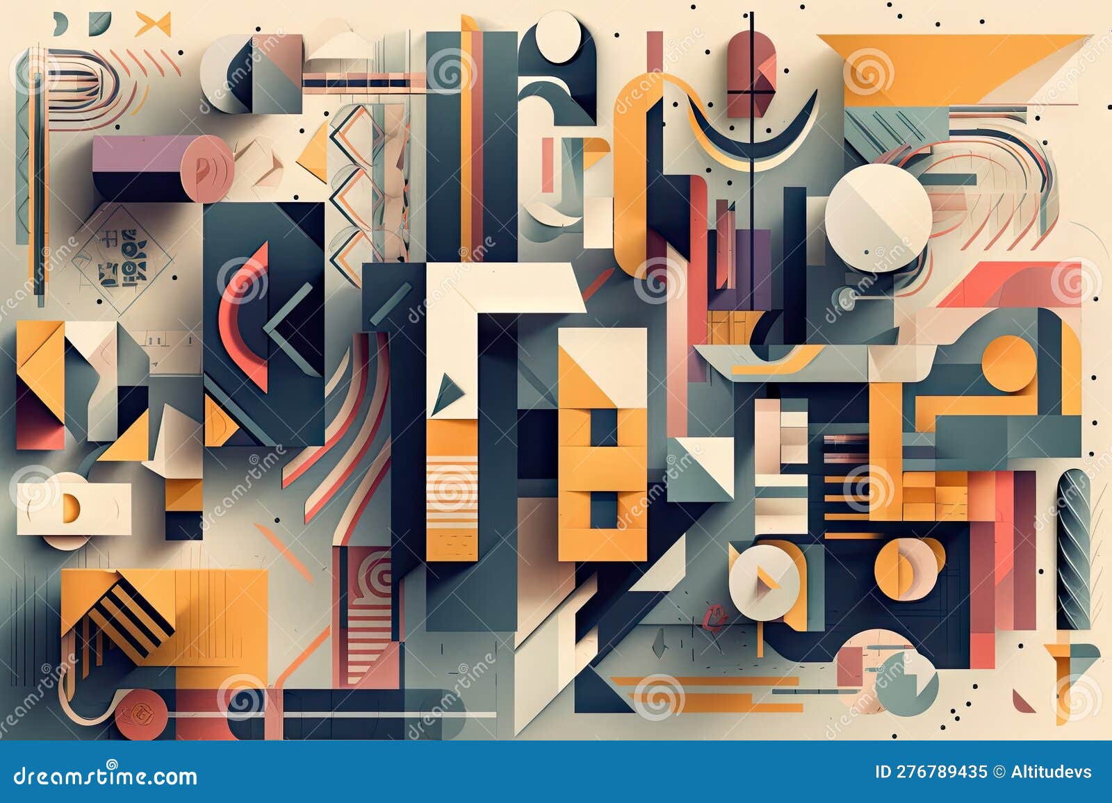 Geometric Typography with a Mix of Different Typefaces and Styles Stock ...