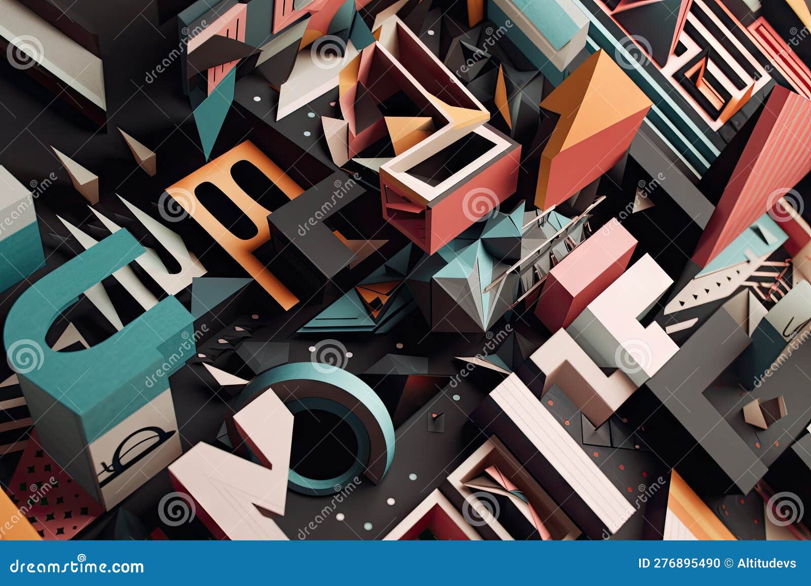 Geometric Typography with a Mix of Different Typefaces and Styles Stock ...