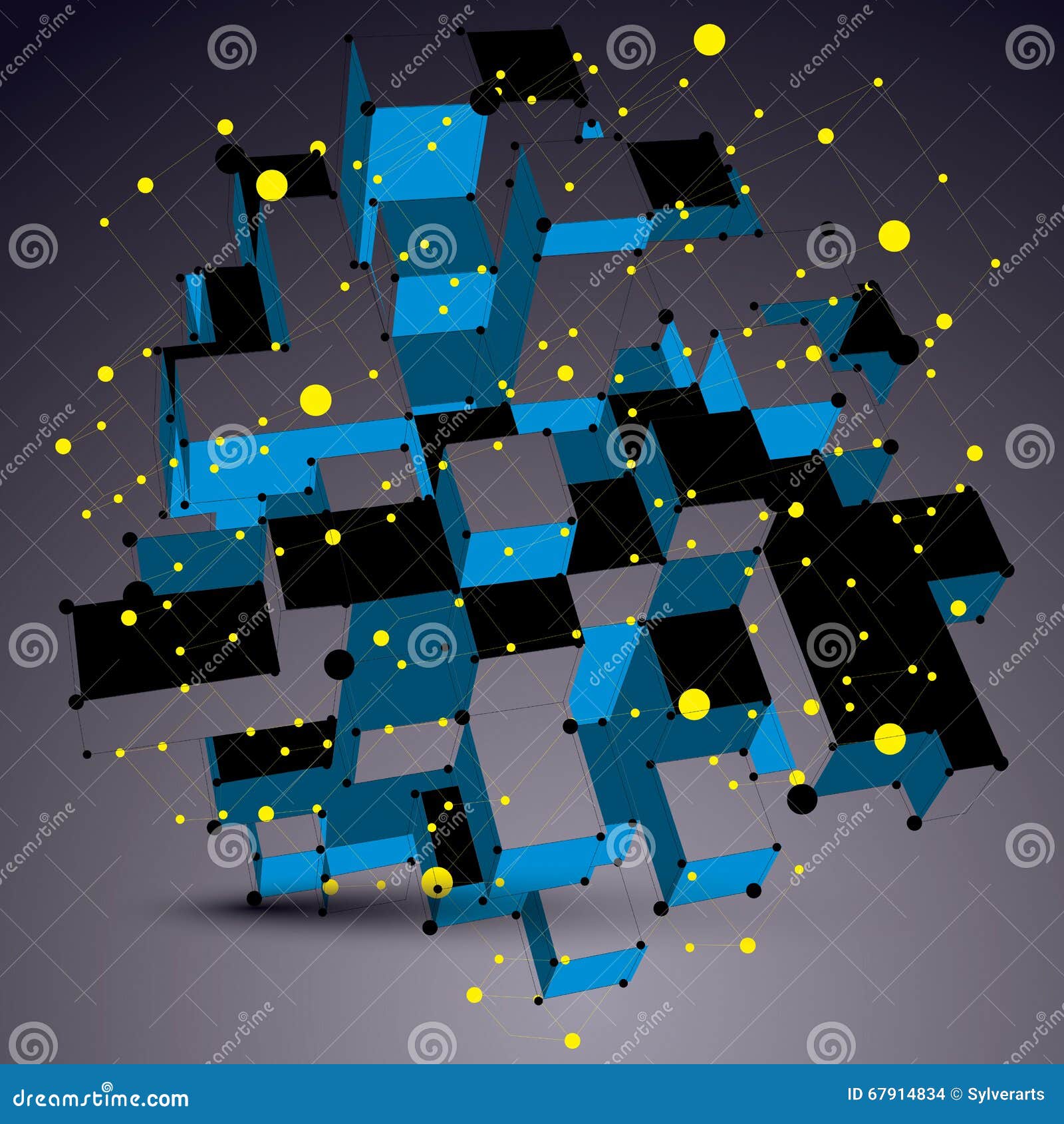 Geometric Vector Abstract 3D Complicated Lattice Object, Blue As Stock ...