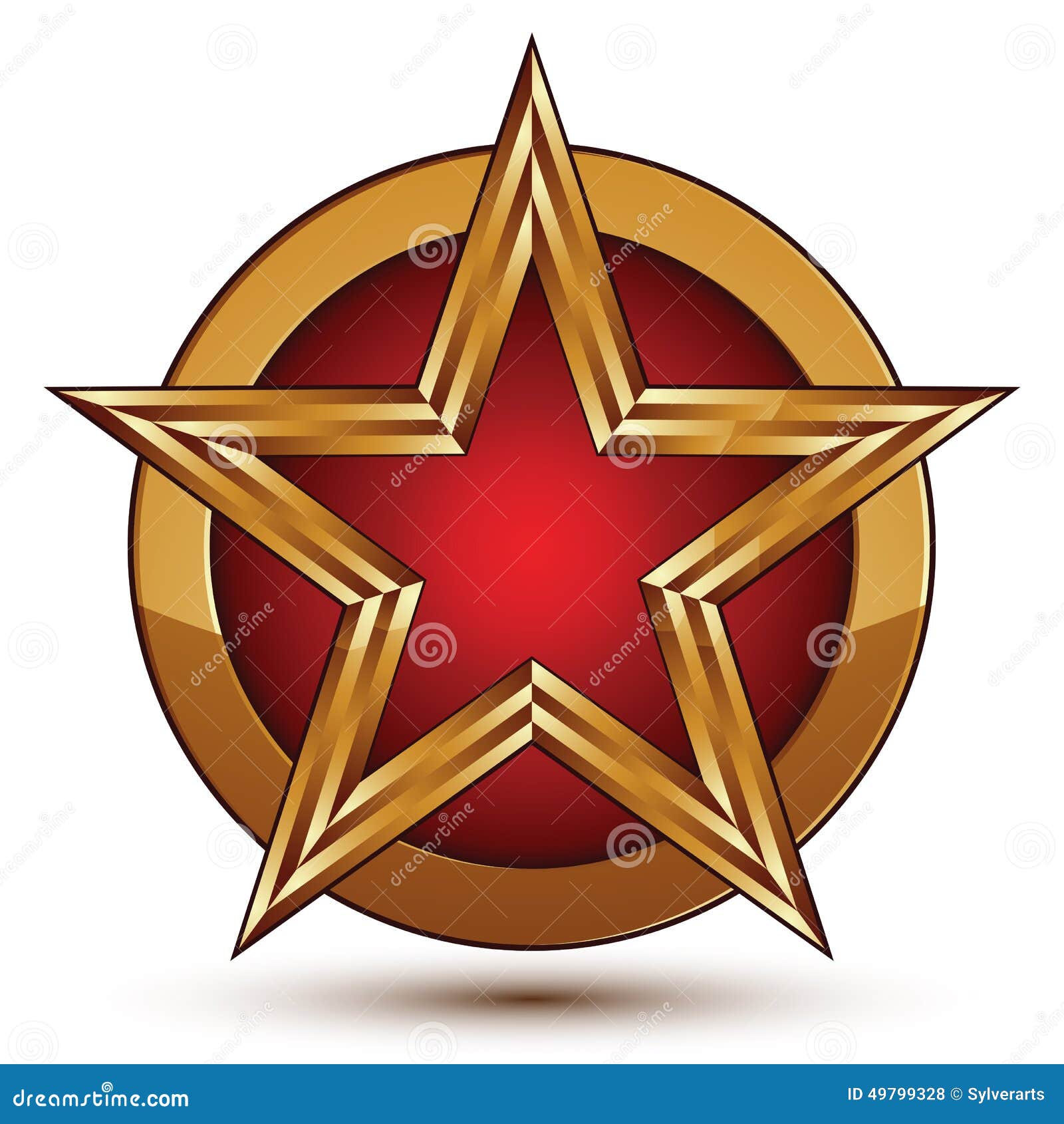 Vector Glamorous Round Element With Red Filling, 3d Polished Five ...