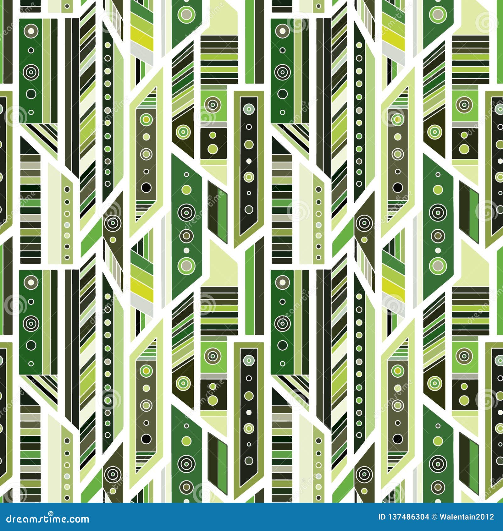 Geometric Vector Green Seamless Pattern with Different Geometrical ...