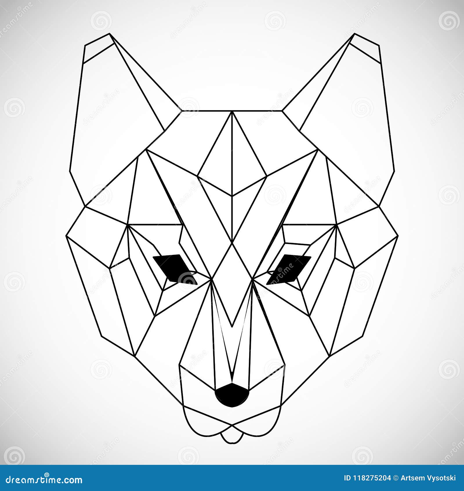 Geometric Vector Head Wolf Drawn in Line or Triangle Style, Suitable ...