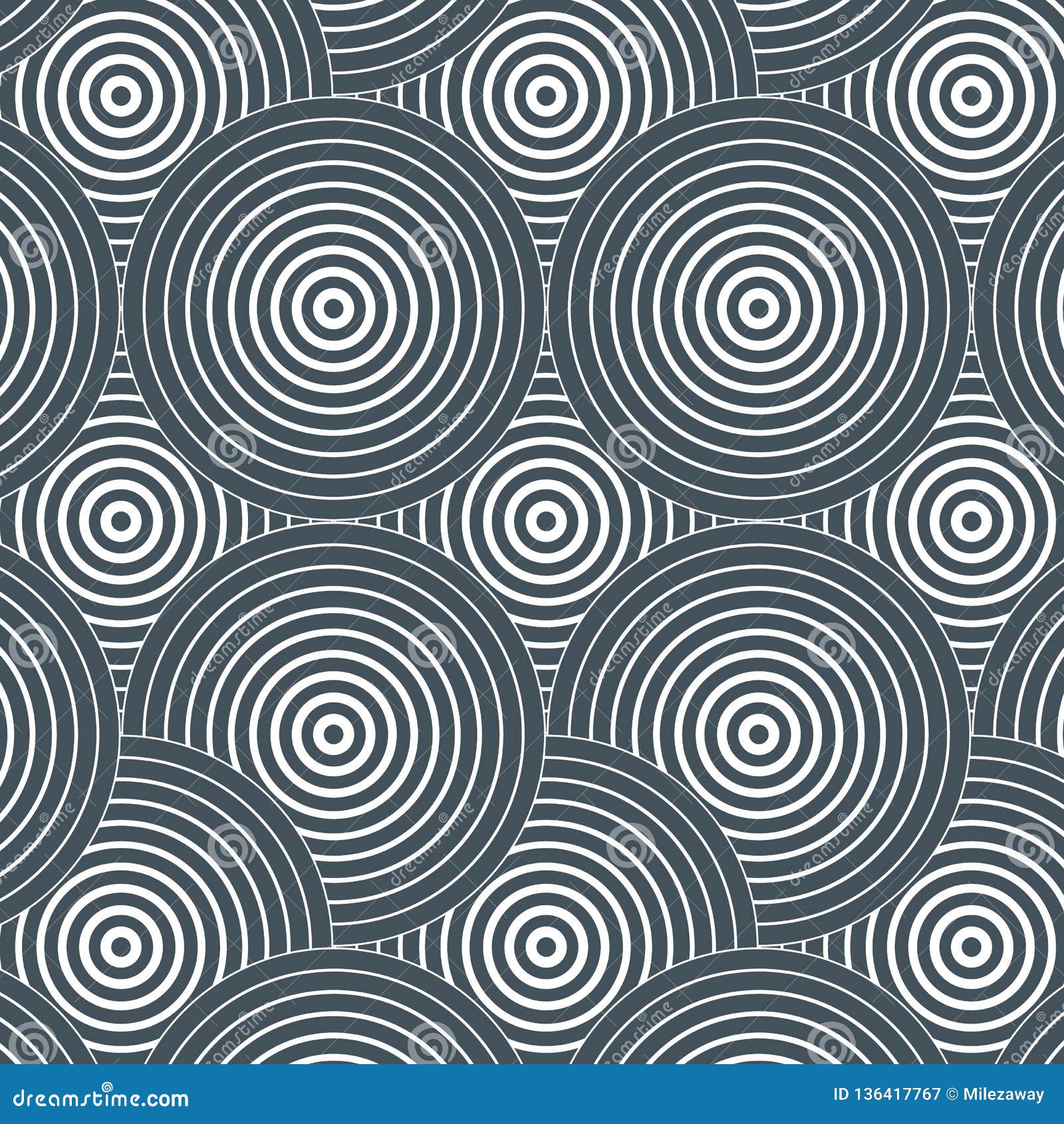 Geometric Vector Pattern, Repeating Linear Circles Overlap Each,el ...