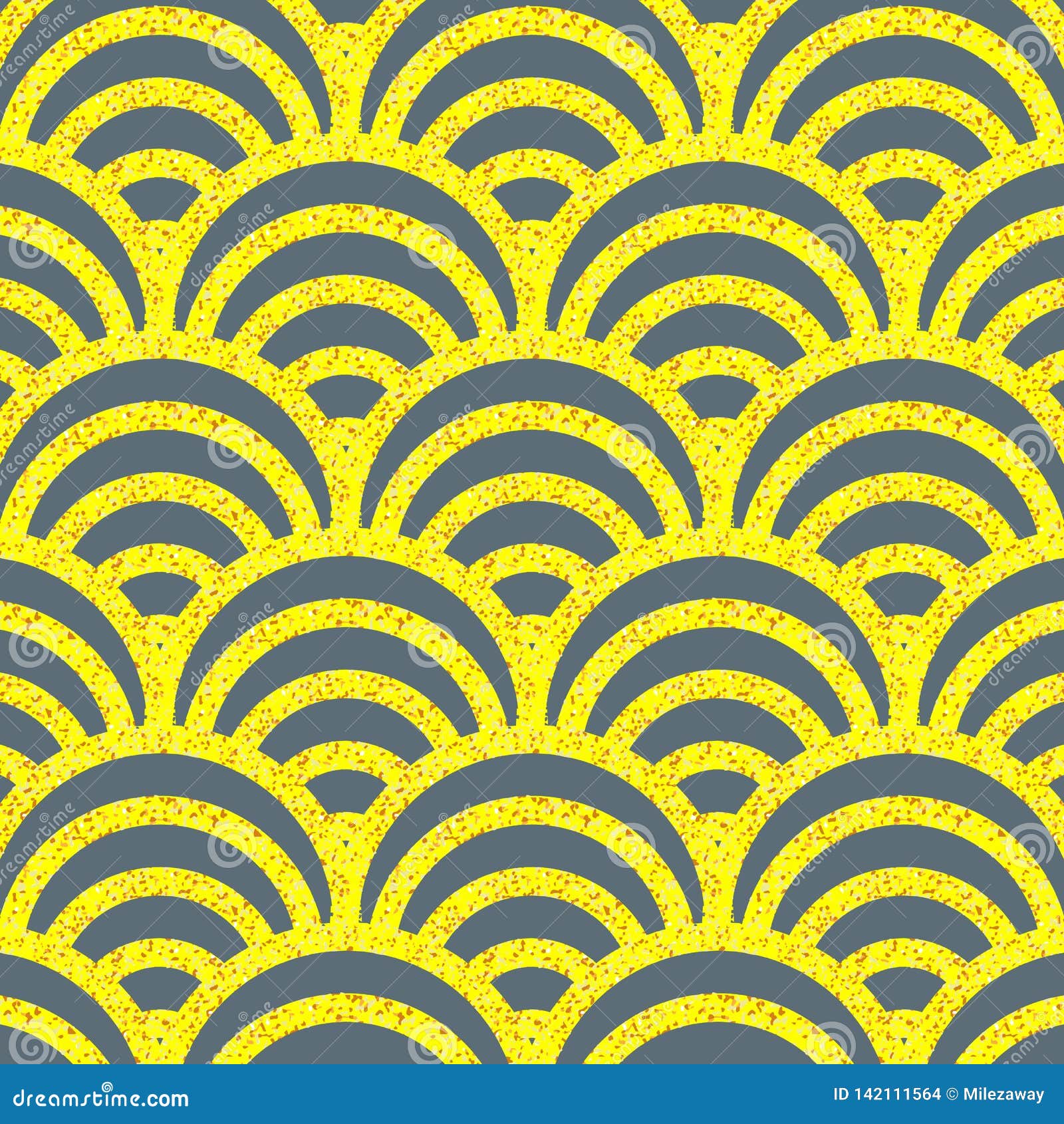 Geometric Vector Pattern Repeating Linear Half Circle Fan in Monochrome ...