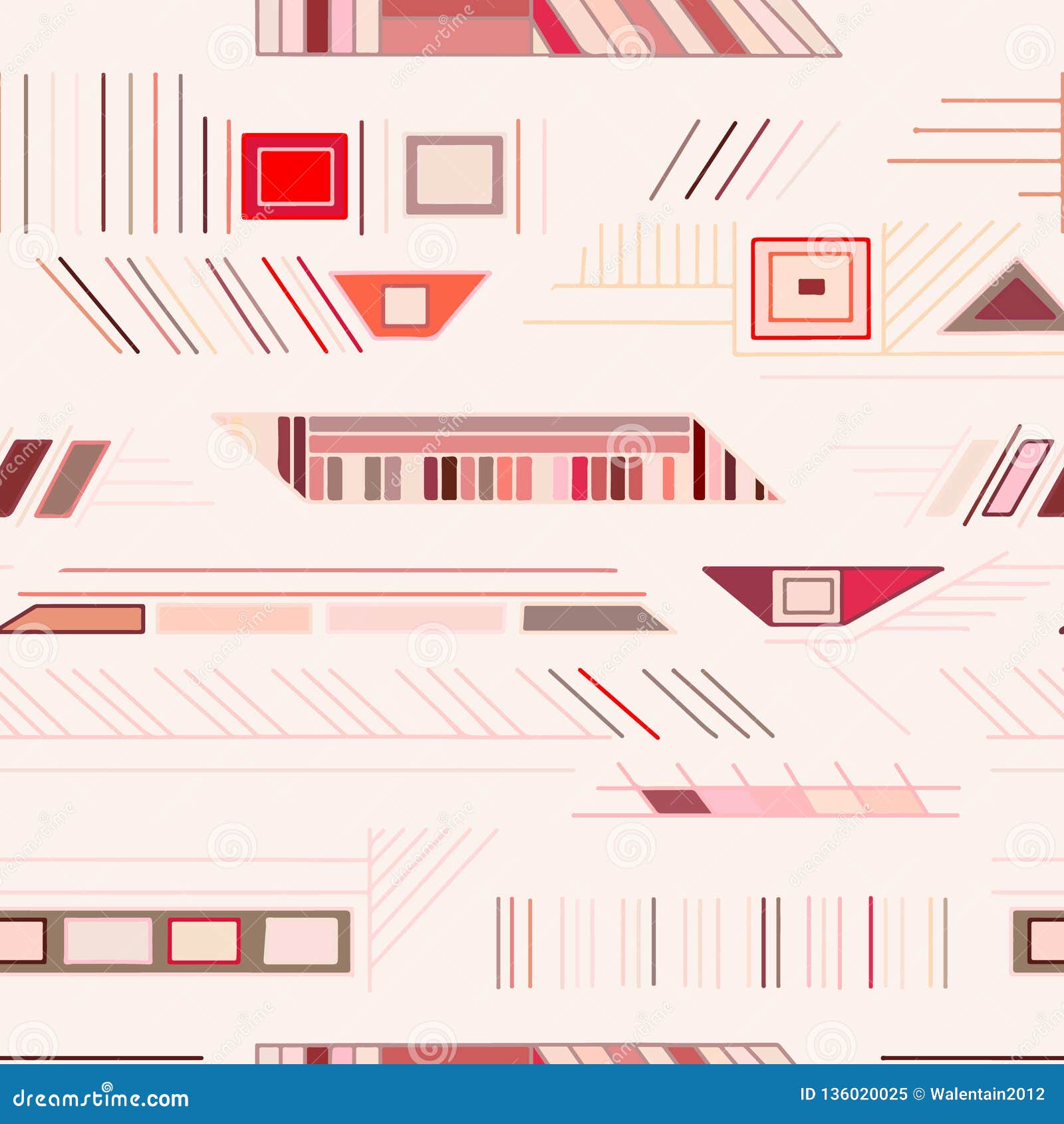 Geometric Vector Red Seamless Pattern with Different Geometrical Forms ...