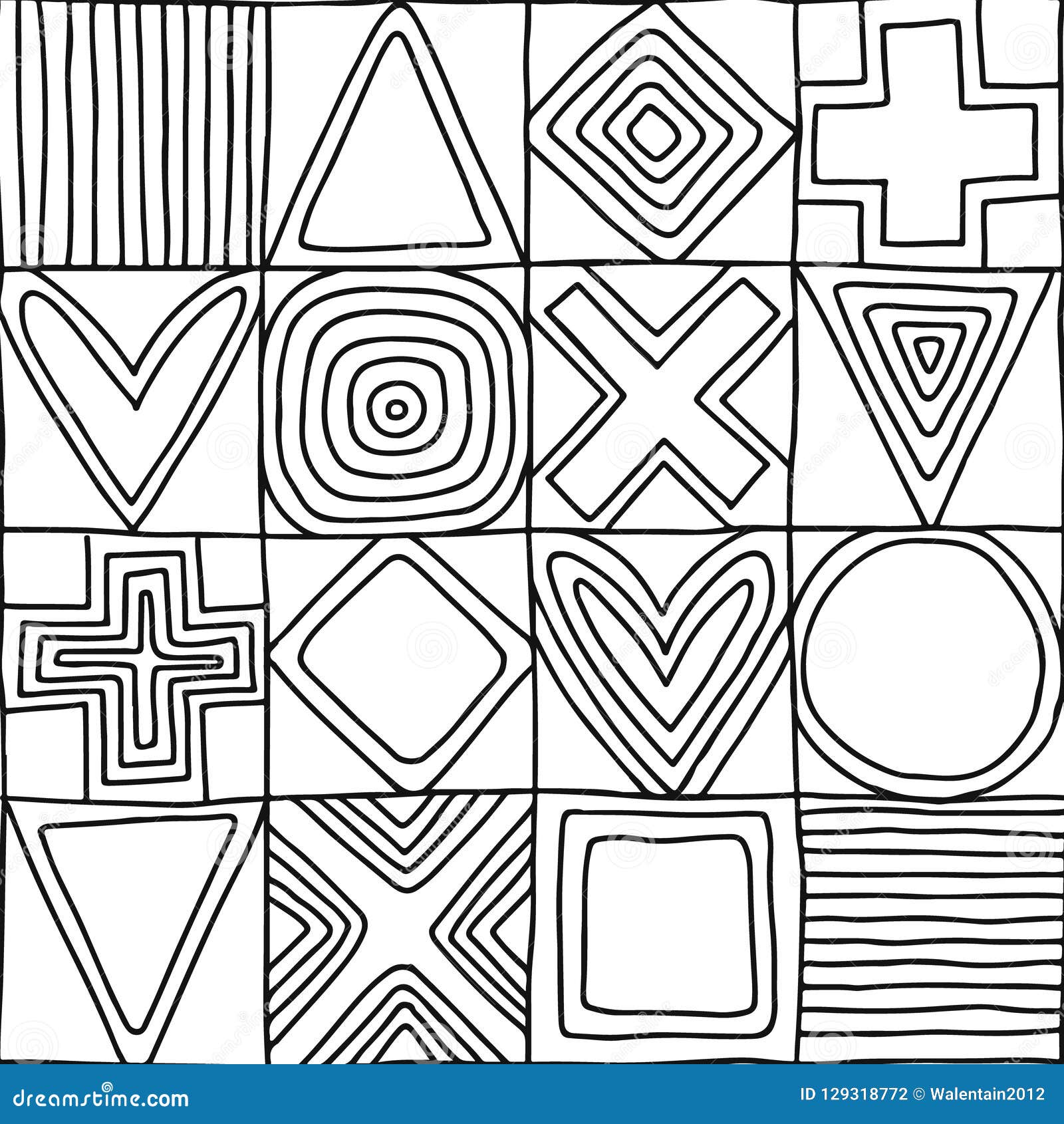 Geometric Vector Seamless Pattern with Different Geometrical Hand Drawn ...