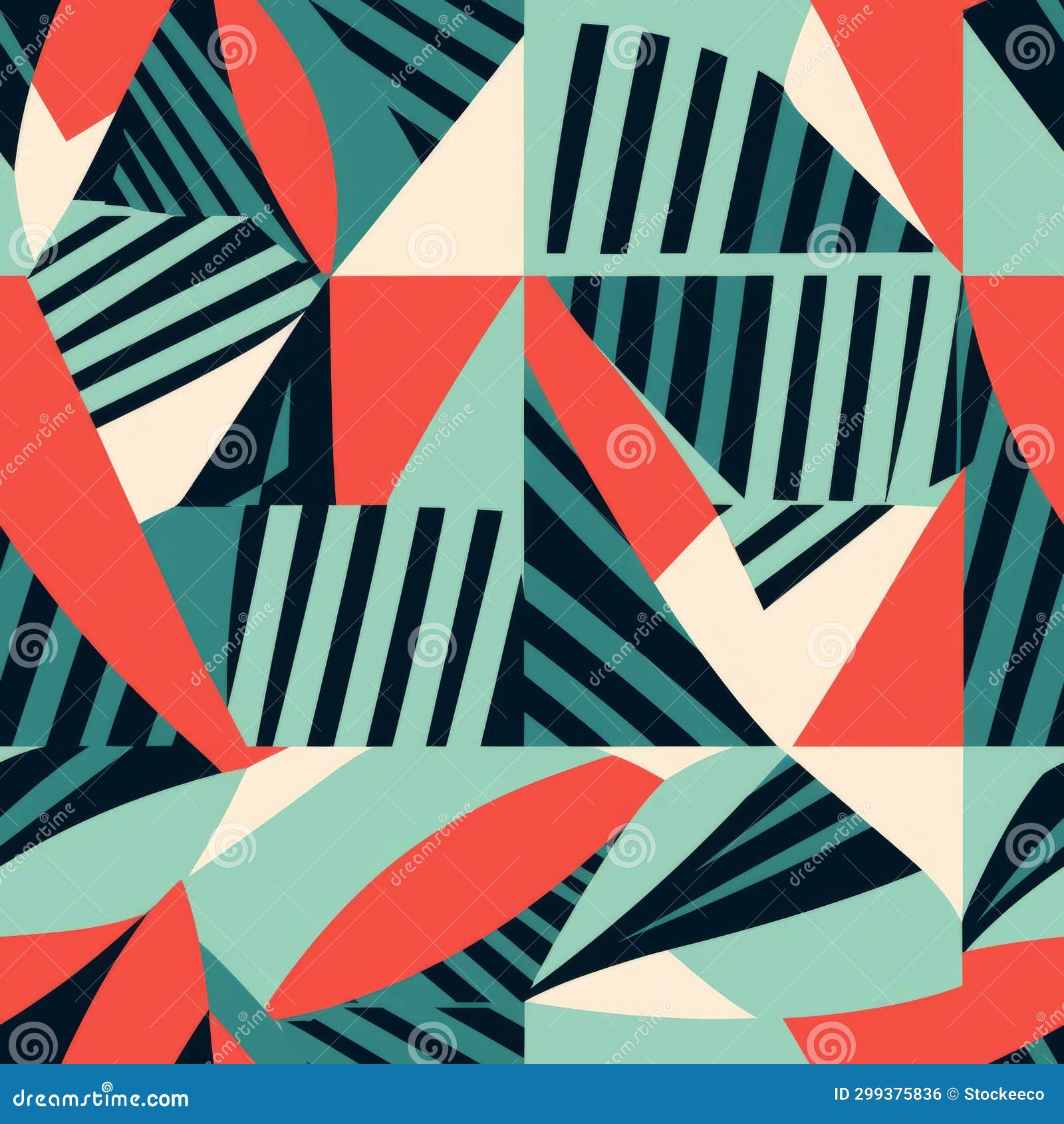 Geometric Vector Wallpapers: Abstracts in Dark Teal and Light Red Stock Illustration ...