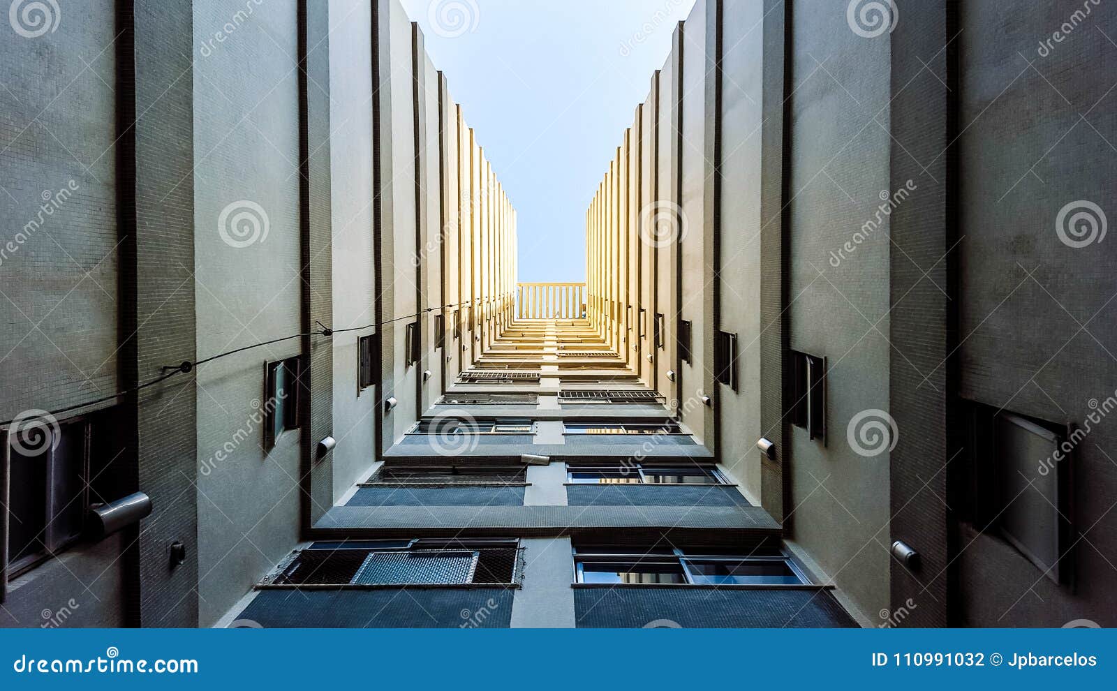 Geometric View of Building from the Side Stock Photo - Image of windows ...