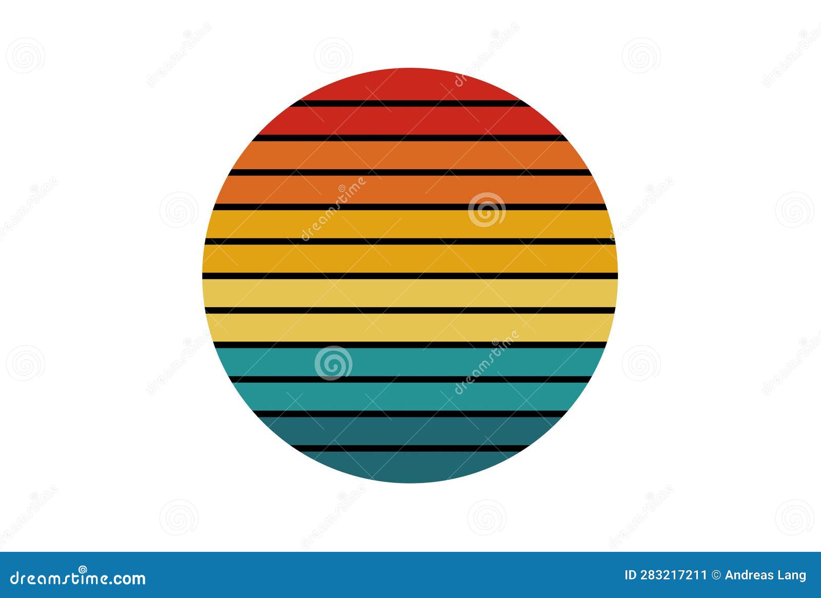 Geometric Vintage Circle Beach Paradise Sunset Stock Illustration ...