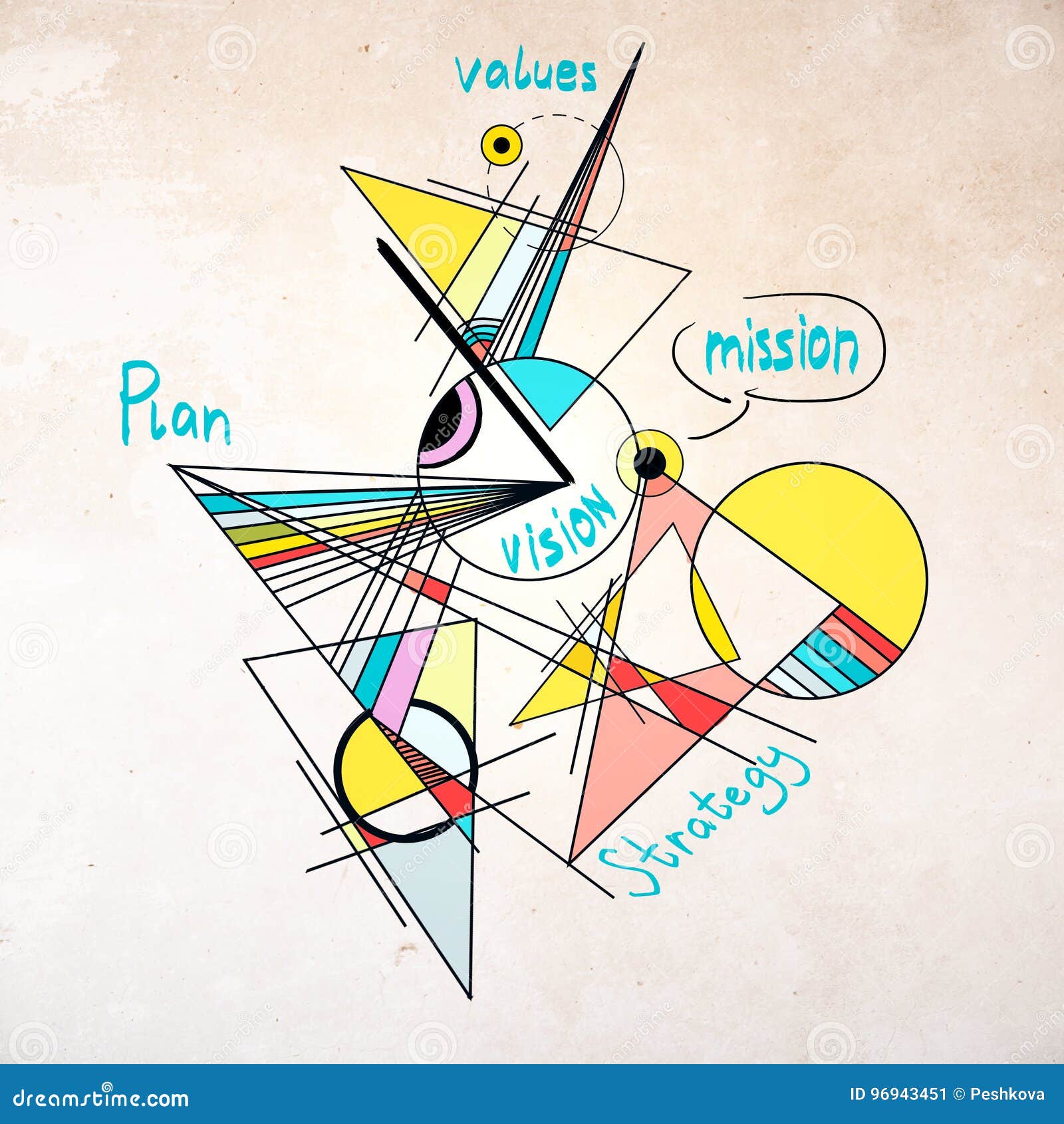 Geometric vision drawing stock image. Image of abstract - 96943451