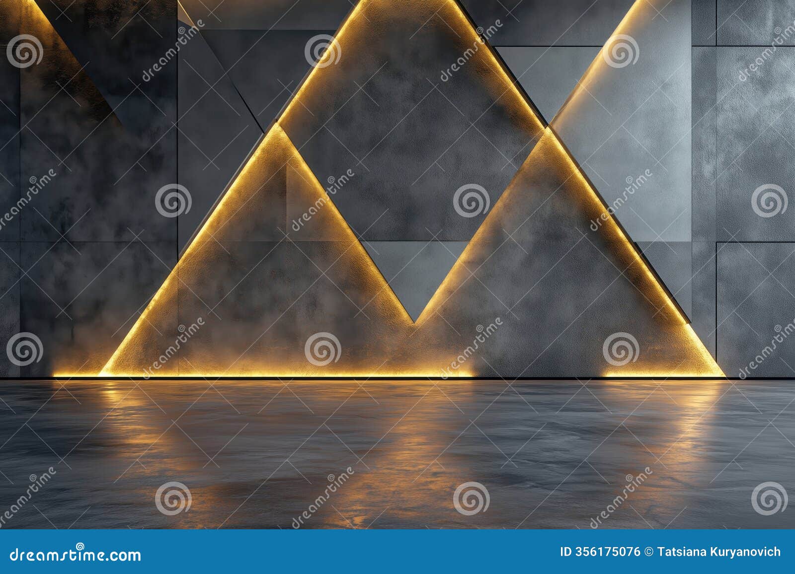 Geometric Wall Design with Illuminated Triangles, Modern Interior ...