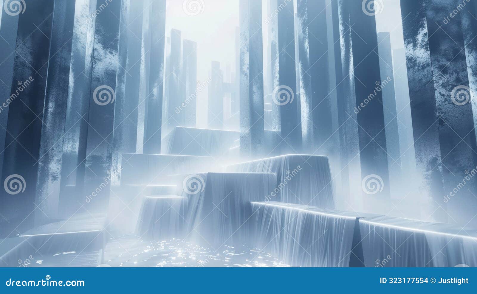 A Geometric Waterfall Frozen in Time with Sharp Lines and Angles Giving ...