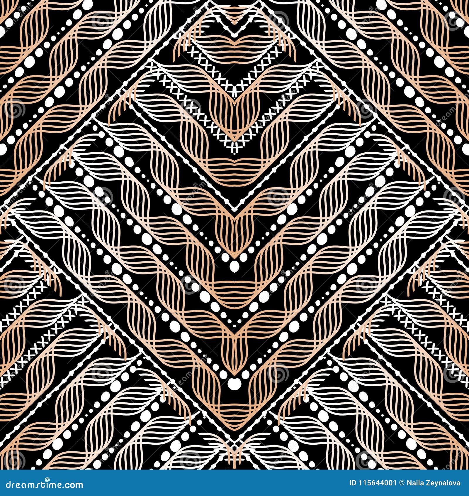 Geometric Waves Vector Seamless Pattern. Ornamental Patterned St Stock ...