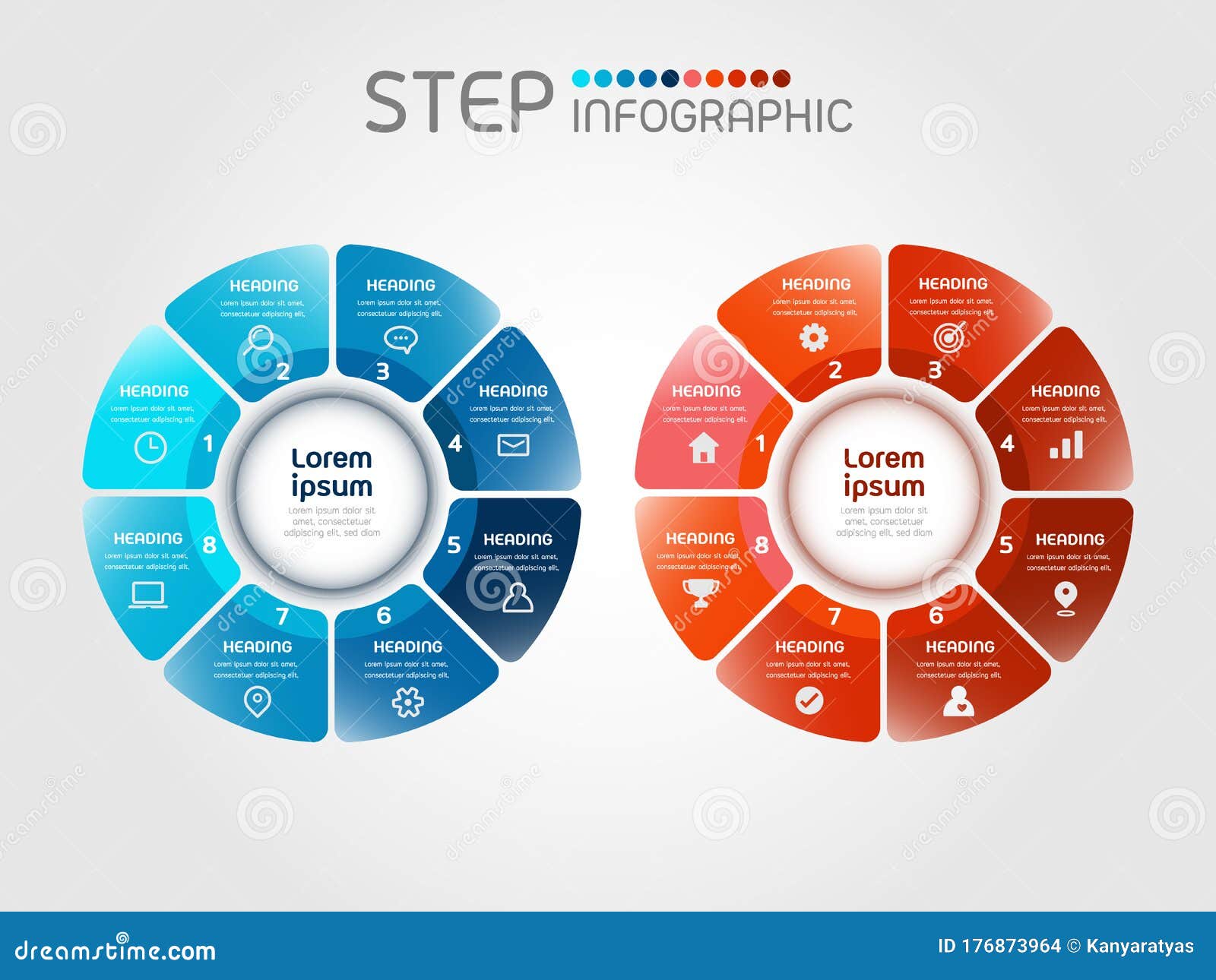 Geometric Wheel Shape Elements with Steps,options,processes or Workflow ...