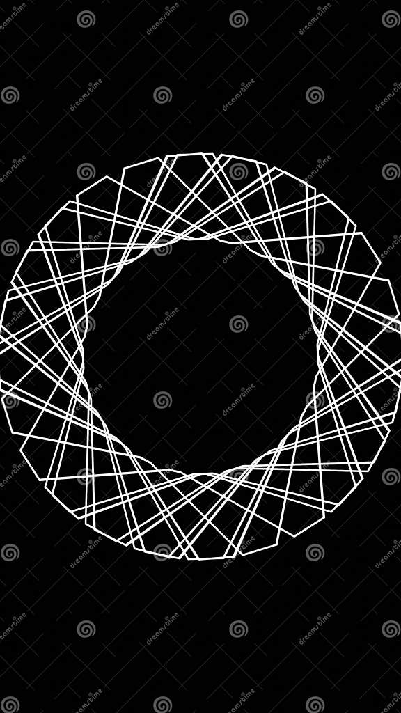 Geometric White Lines Forming a Circular Pattern on a Black Background ...