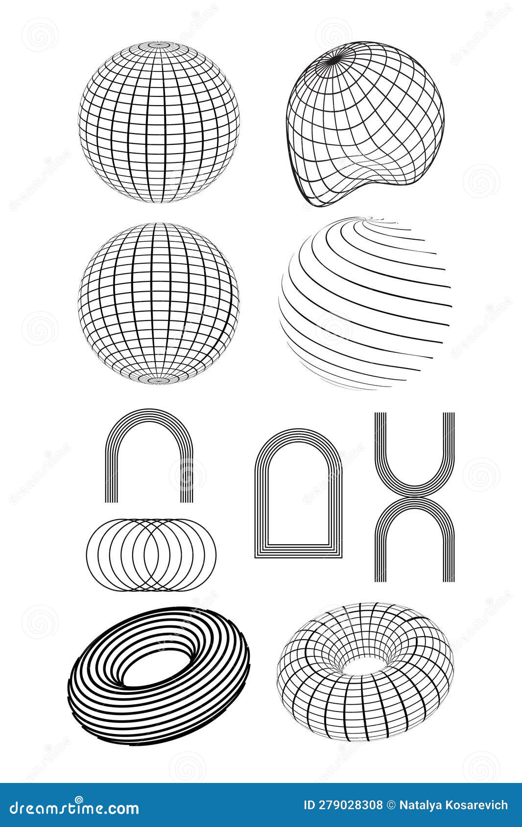 Geometric Wireframe Shapes on a Transparent Background.Abstract ...