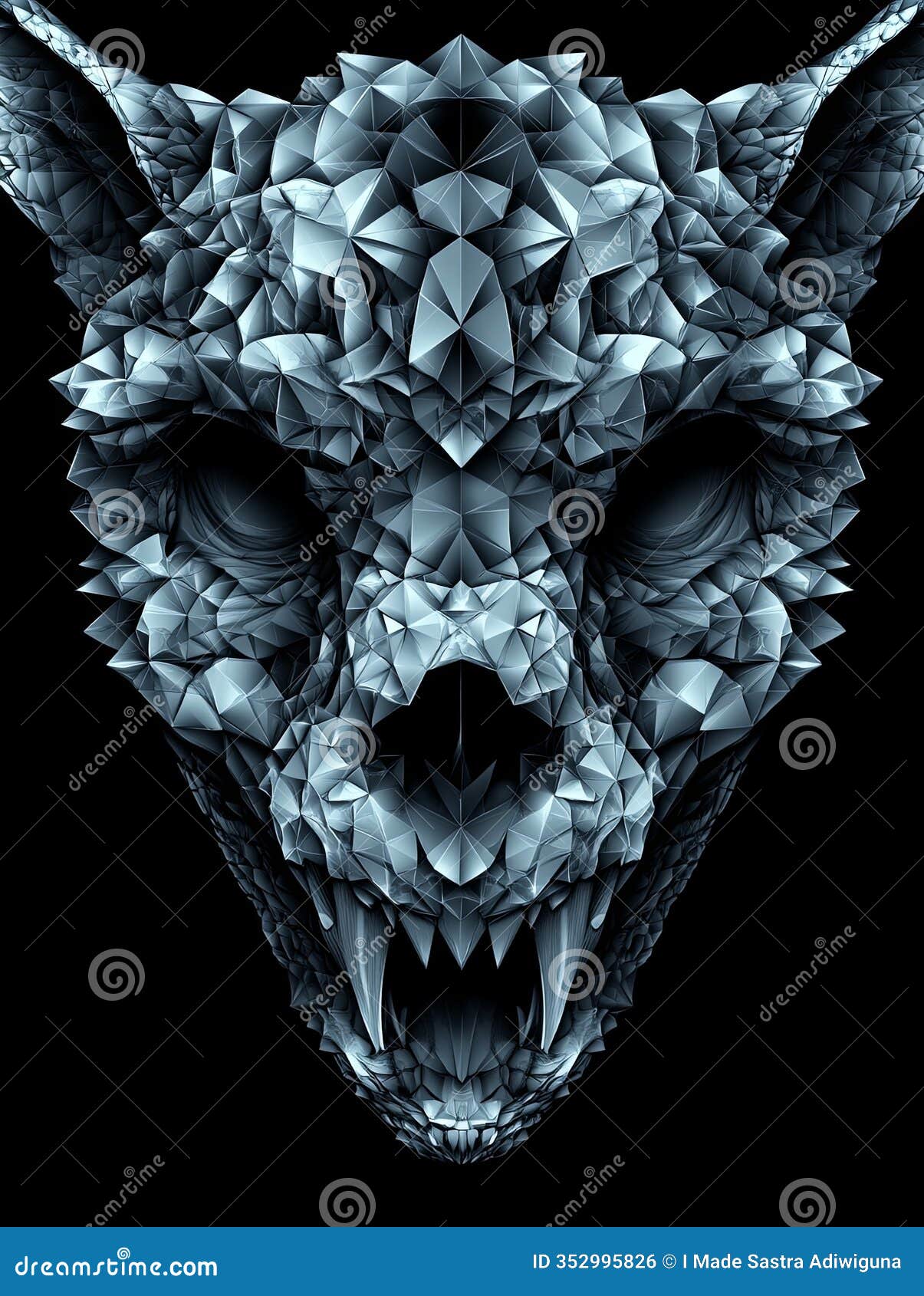 Geometric Wolf Head, Low-poly, Fantasy Creature, Digital Art, Dark ...