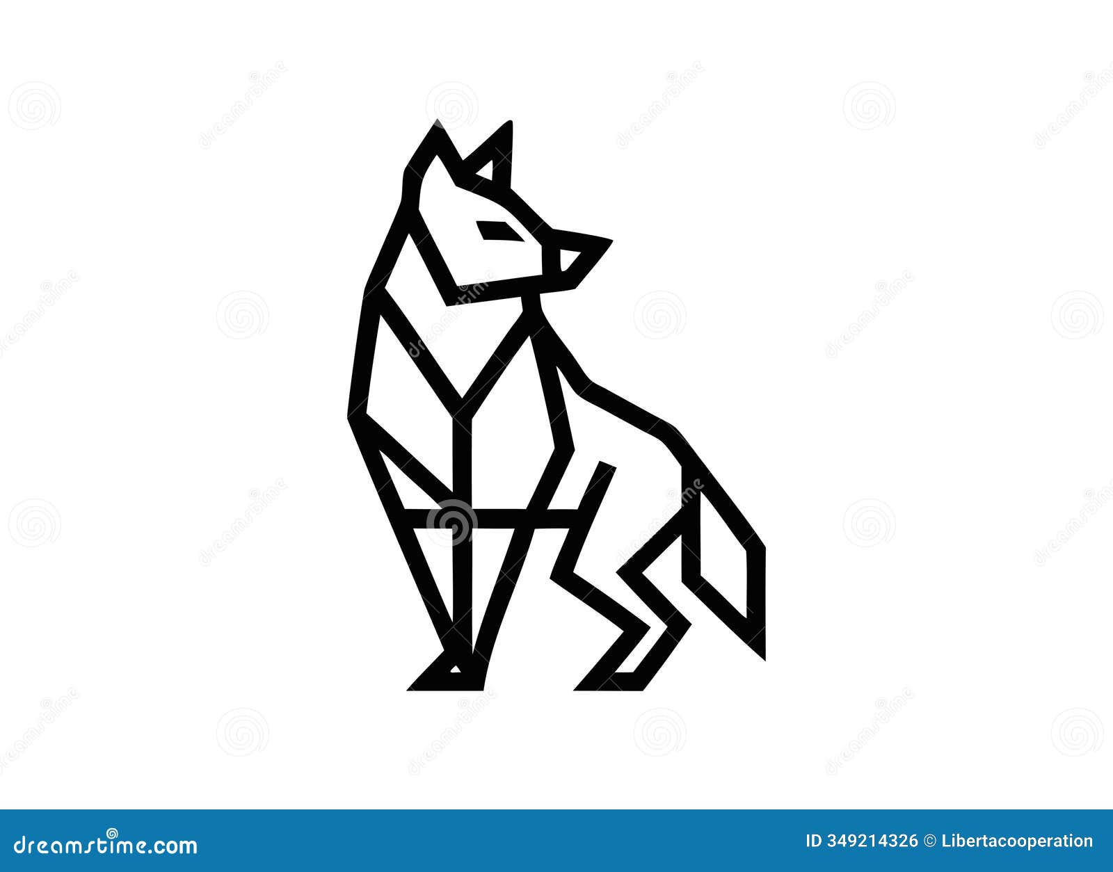 Geometric Wolf Outline Illustration - Minimalist Animal Design Stock ...