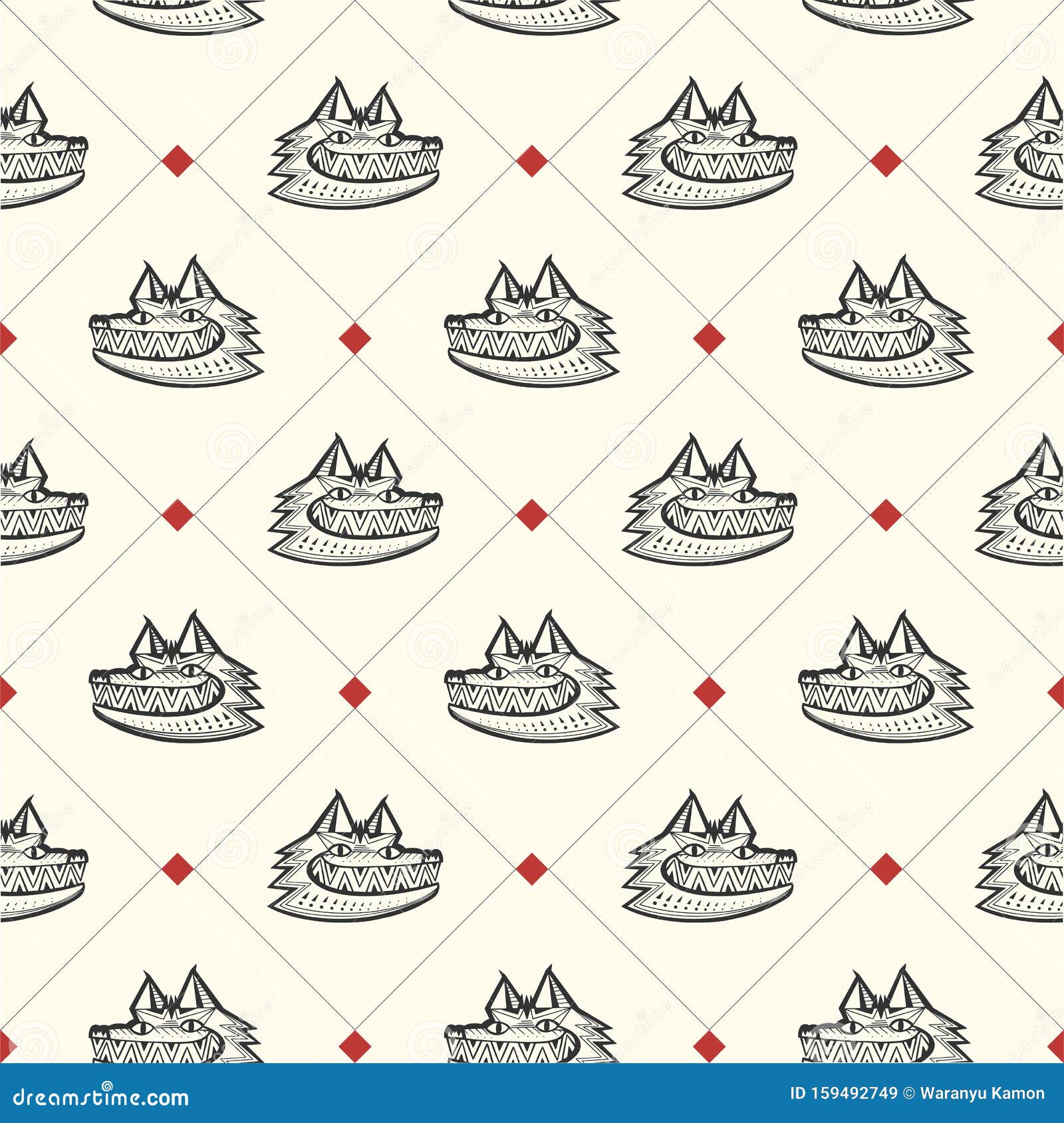 Geometric wolf pattern stock vector. Illustration of black - 159492749