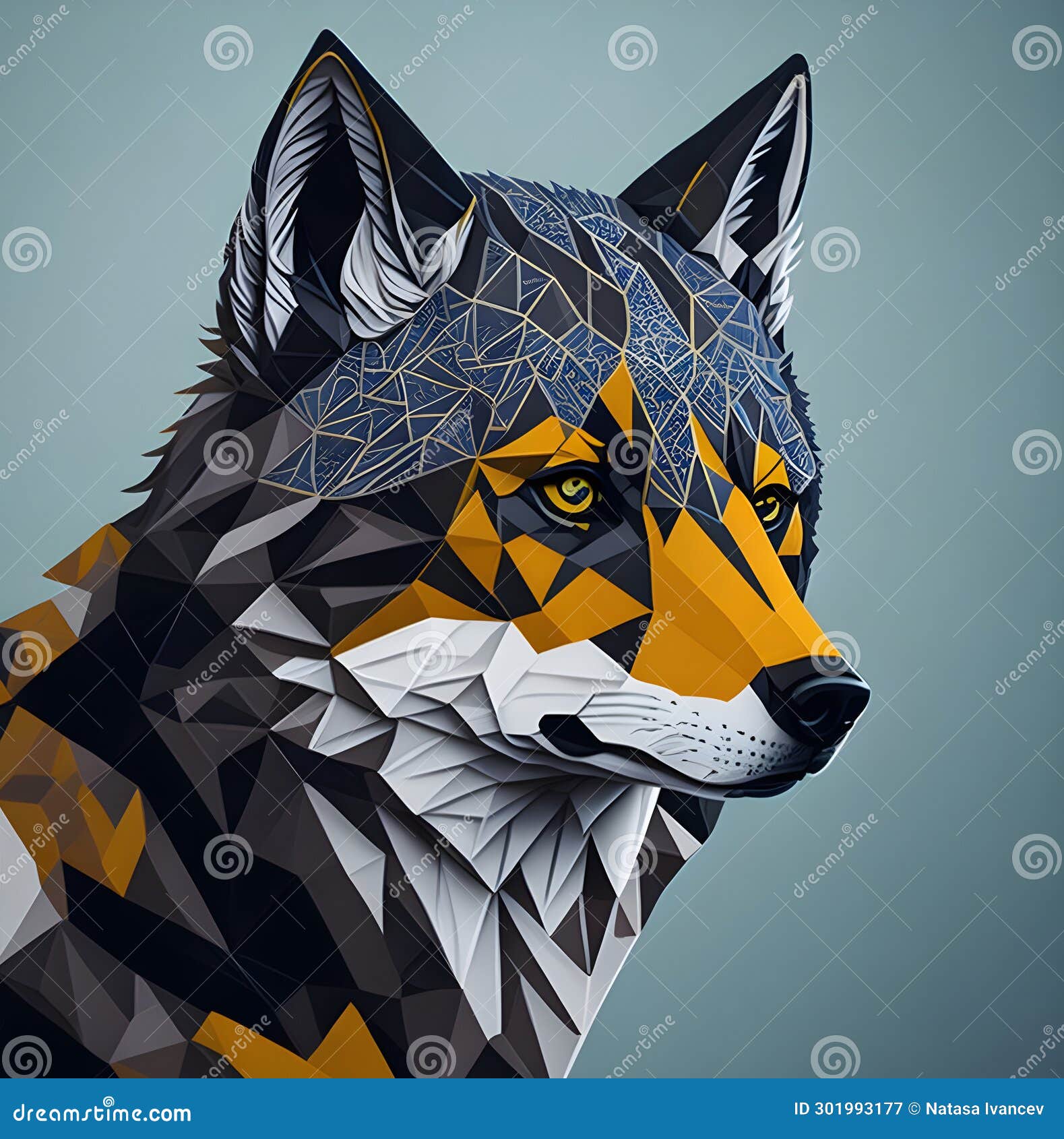 Geometric wolf art. stock illustration. Illustration of polygon - 301993177
