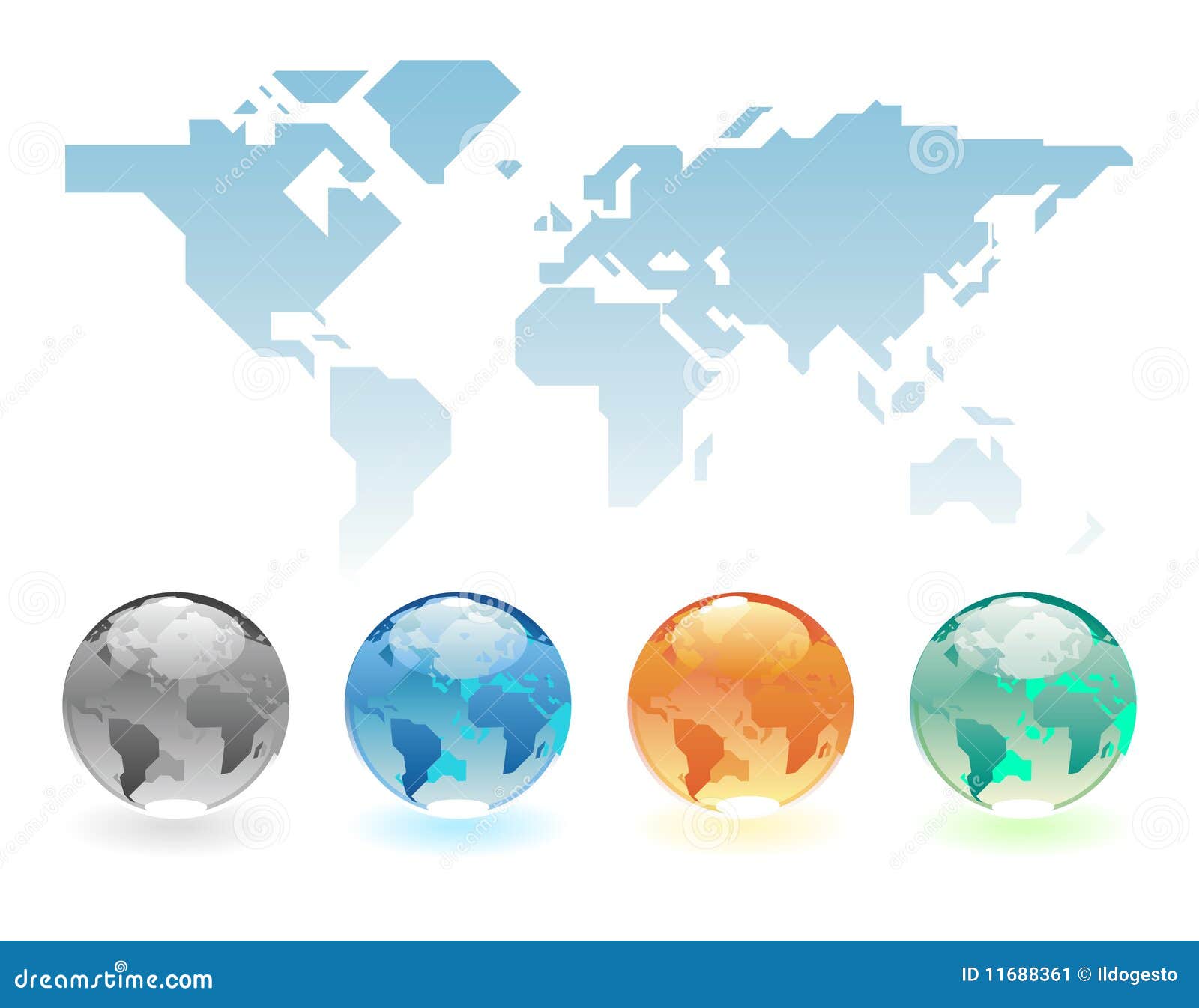 Geometric World Map and Globes Stock Vector - Illustration of bright ...