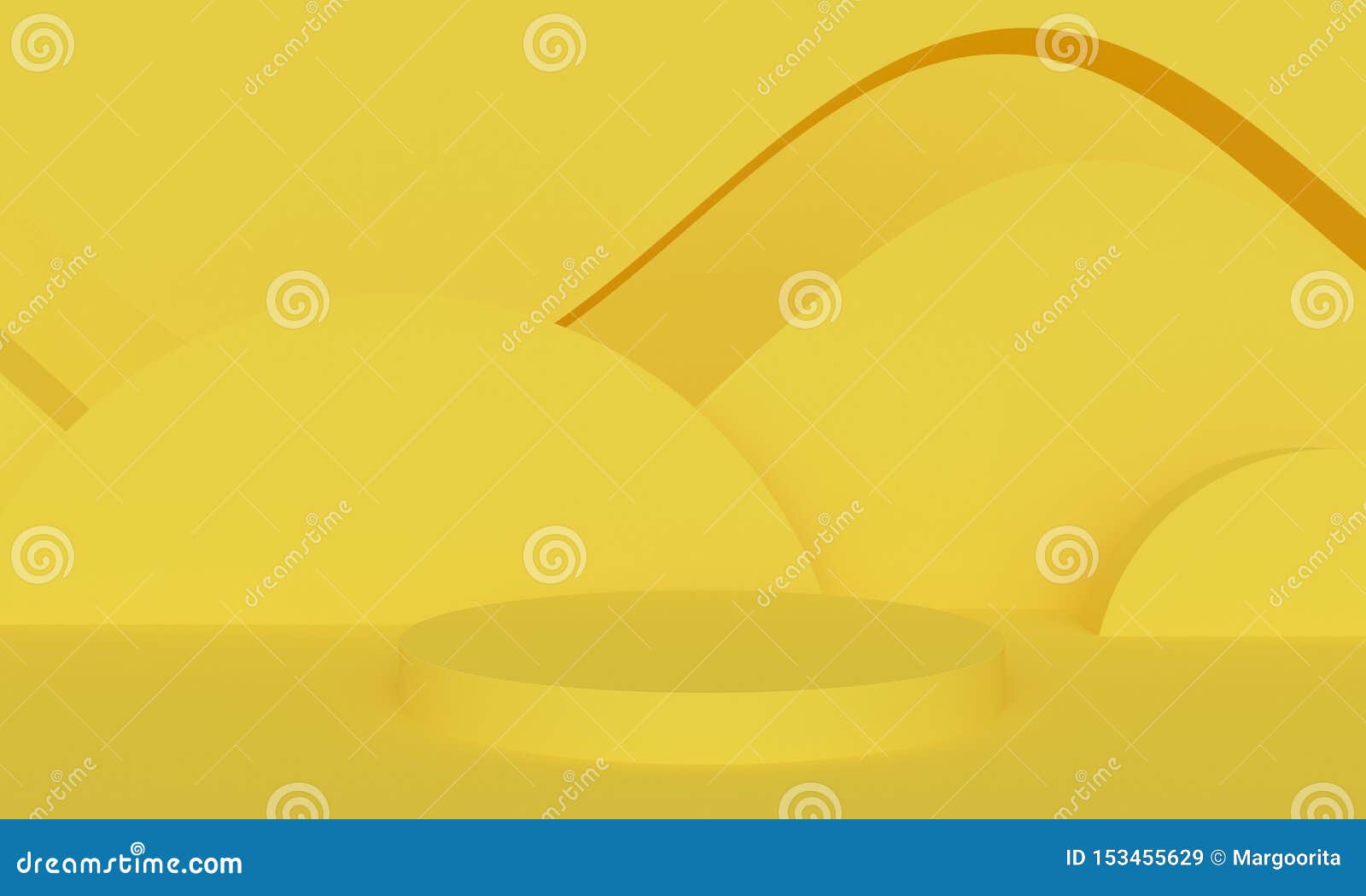 Geometric Yellow Abstract Background with Platform. 3d Rendering Stock ...