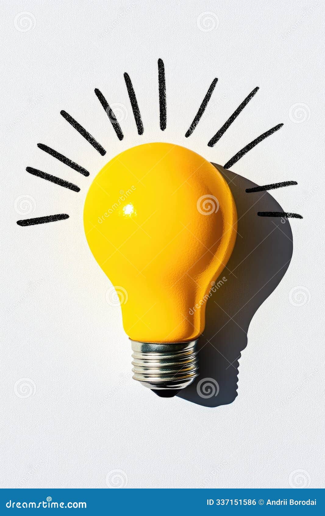 Geometric Yellow Light Bulb with Bold Markings. Stock Illustration ...
