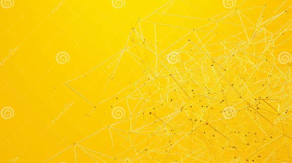 Geometric Yellow Network with Intersecting Lines and Nodes Stock Photo ...
