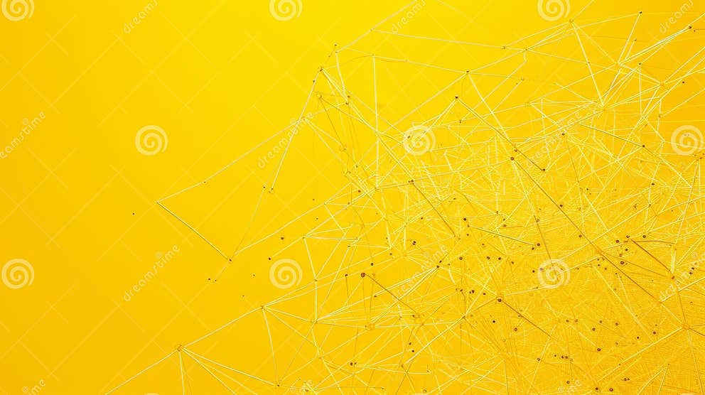 Geometric Yellow Network with Intersecting Lines and Nodes Stock Photo ...