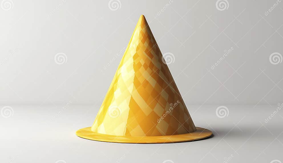 Geometric Yellow Party Hat Design Stock Illustration - Illustration of ...