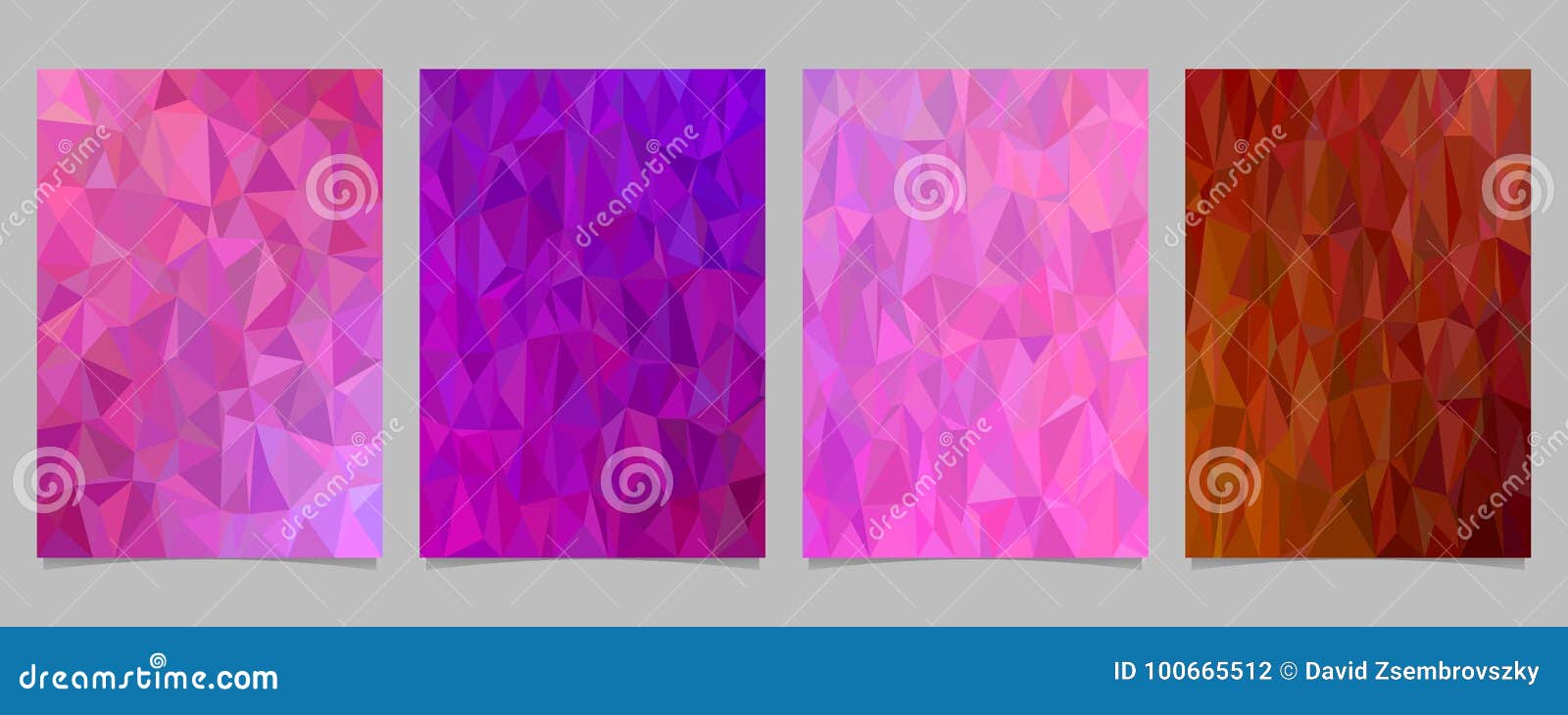 Geometrical Abstract Tiled Triangle Mosaic Page Template Set Vector