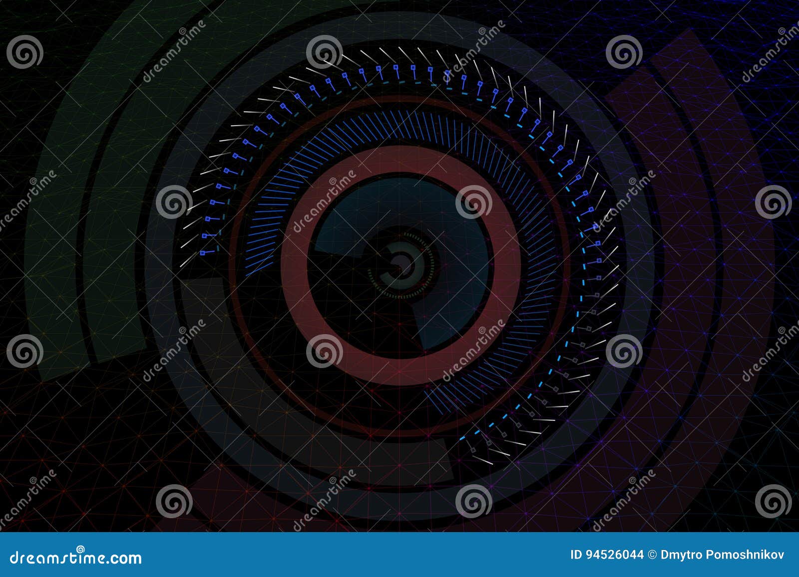 Geometrical Background with Hud Elements. 3D Illustration. Stock ...