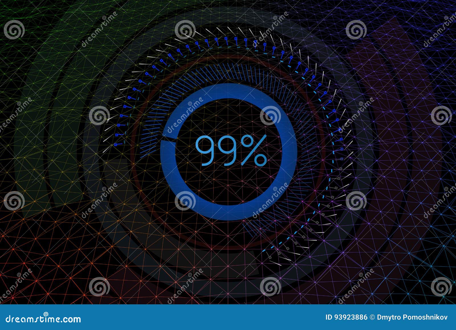 Geometrical Background with Hud Elements. 3D Illustration. Stock ...