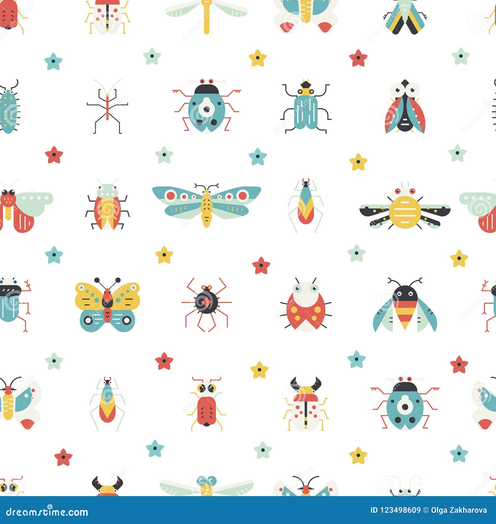 Geometrical Bugs stock vector. Illustration of summer - 123498609