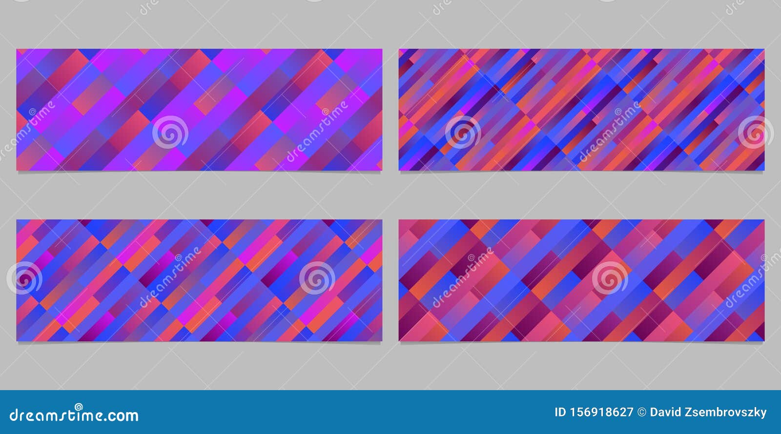 Geometrical Diagonal Stripe Pattern Banner Background Set Stock Vector Illustration Of