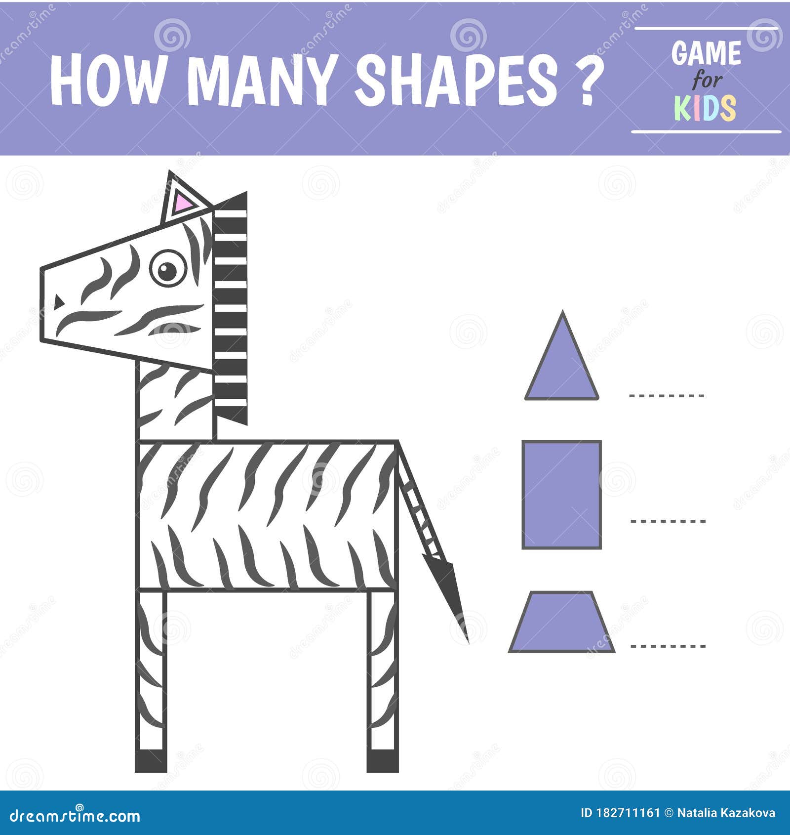 Geometrical Figure Zebra. Game for Kids Stock Vector - Illustration of ...
