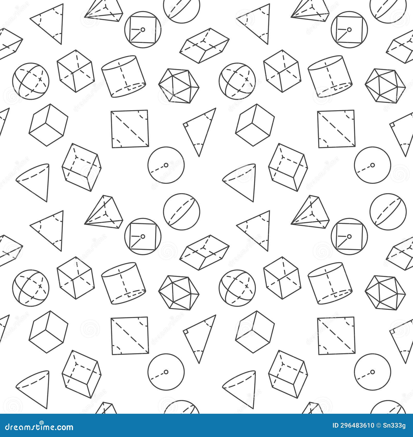 Geometry Education Concept Vector Linear Vertical Blue Banner. Mathematics Illustration With ...