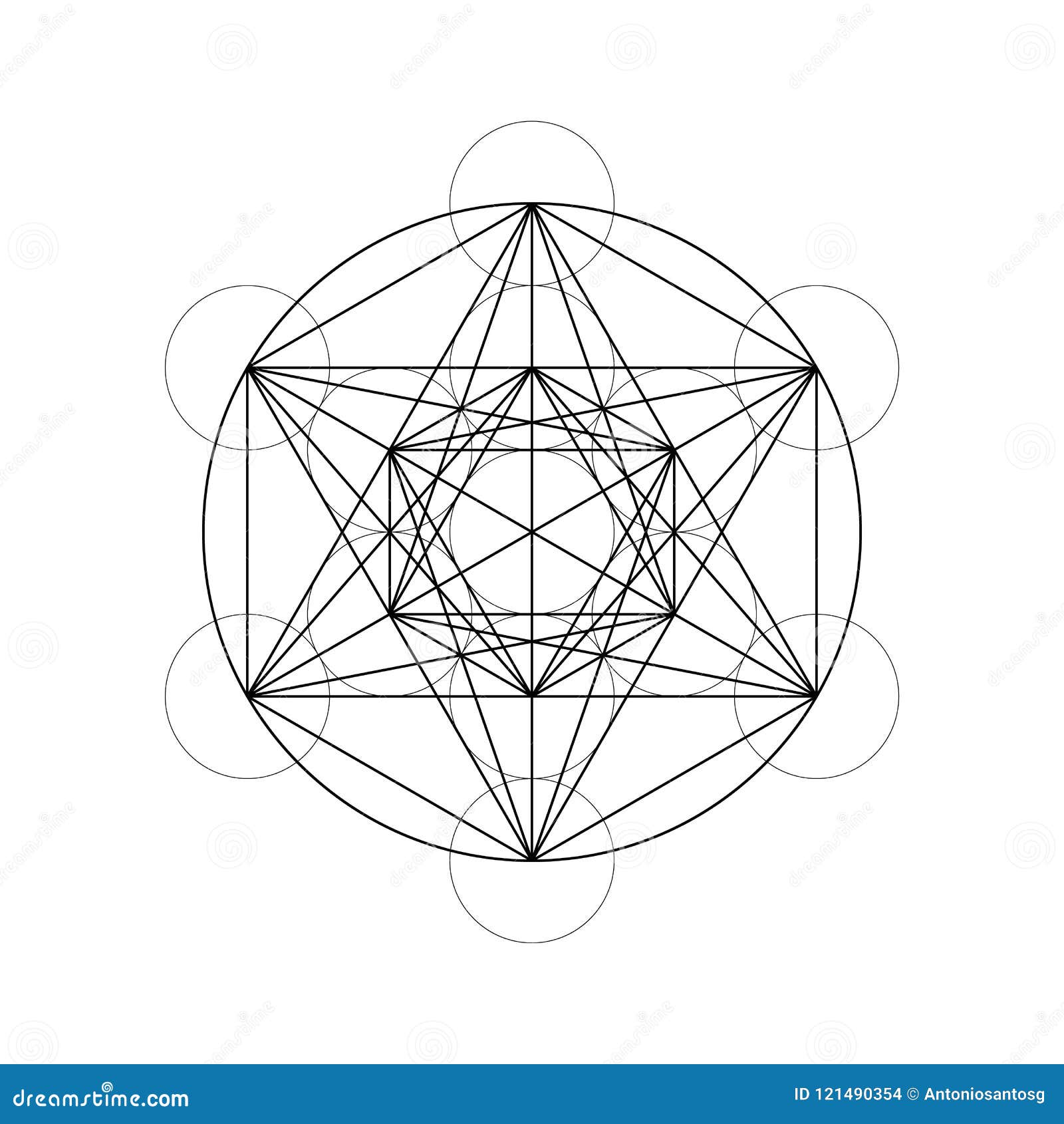 Sacred Geometry Davids Star and Metatron Cube Vector Illustration Stock ...