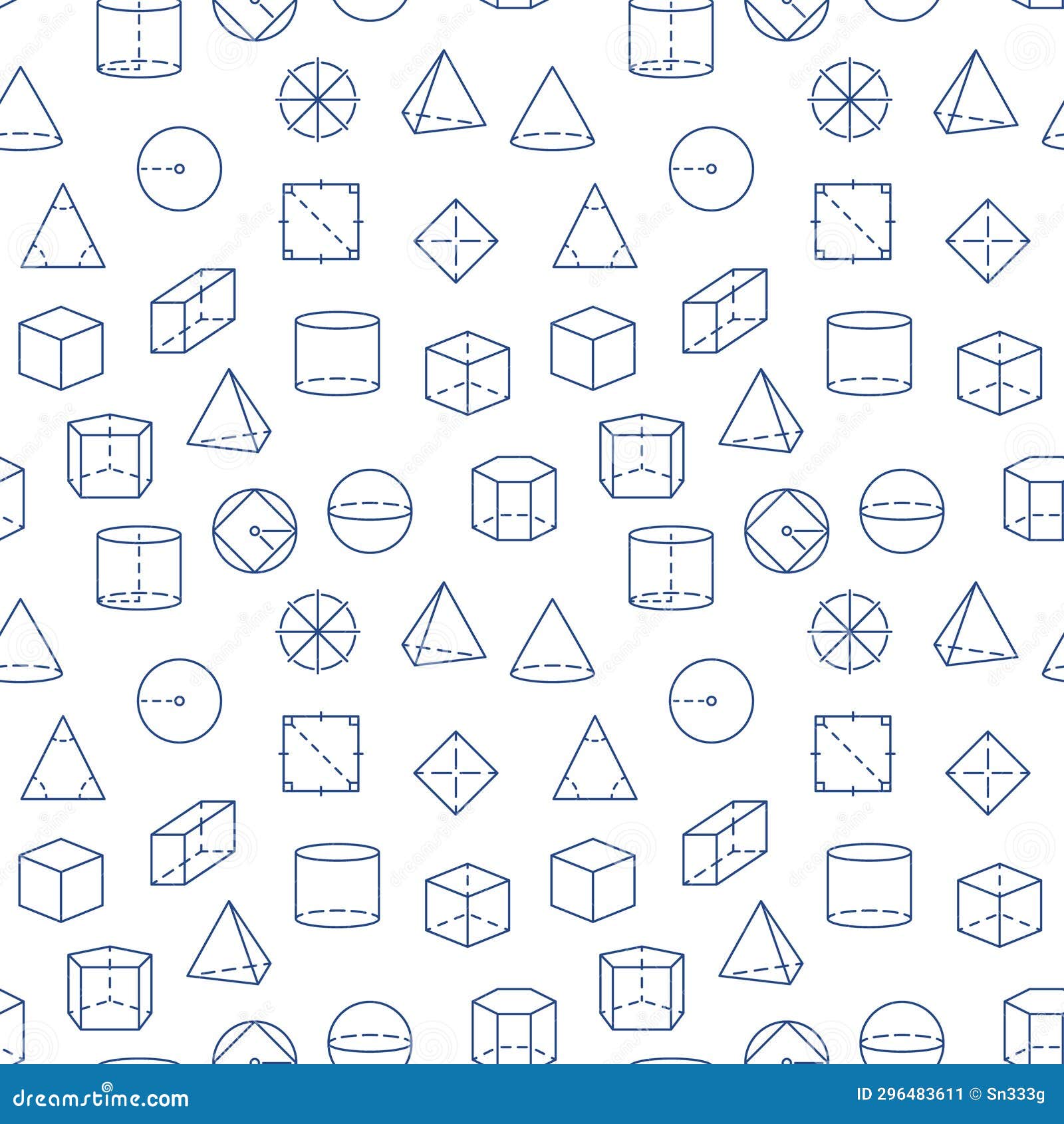 Geometrical Figures Vector Outline Seamless Pattern - Geometry ...