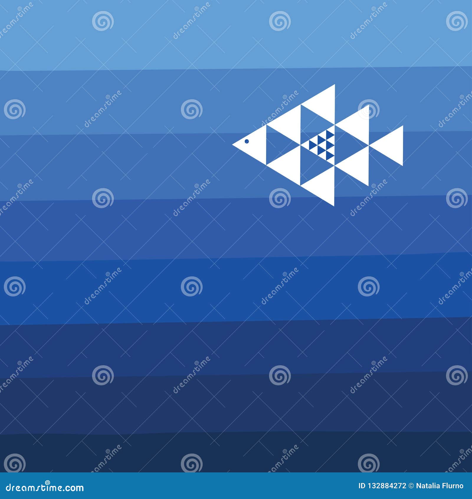 Geometrical Fish on Blue Background Stock Vector - Illustration of icon ...