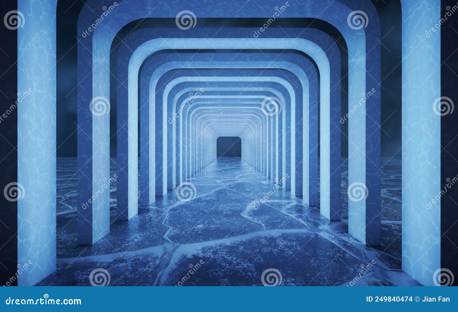 Geometrical Frame with Ice Ground Surface, 3d Rendering Stock ...