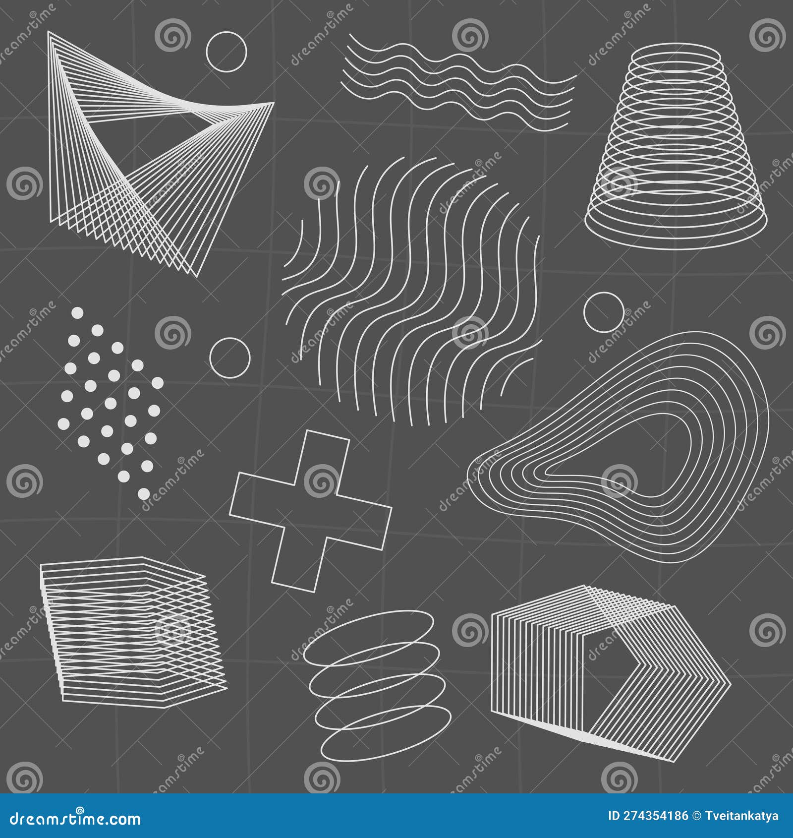 Geometrical Futuristic 3d Shapes. Abstract Wireframe Voluminous Vector ...