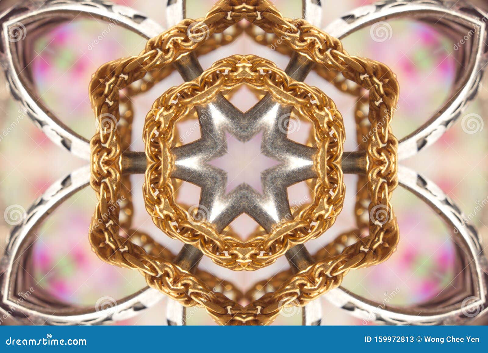 Geometrical Gold Chain Hexagonal Design Pattern Stock Image - Image of ...
