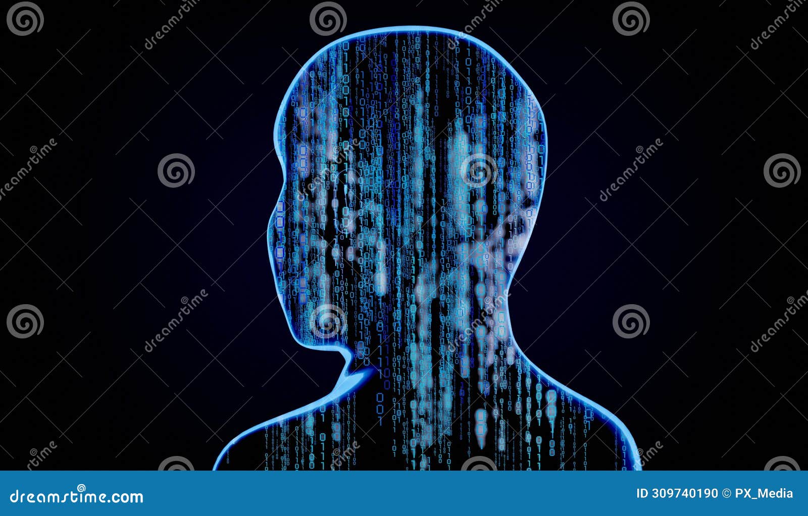 Geometrical Man Face with Binary Code Stock Illustration - Illustration ...
