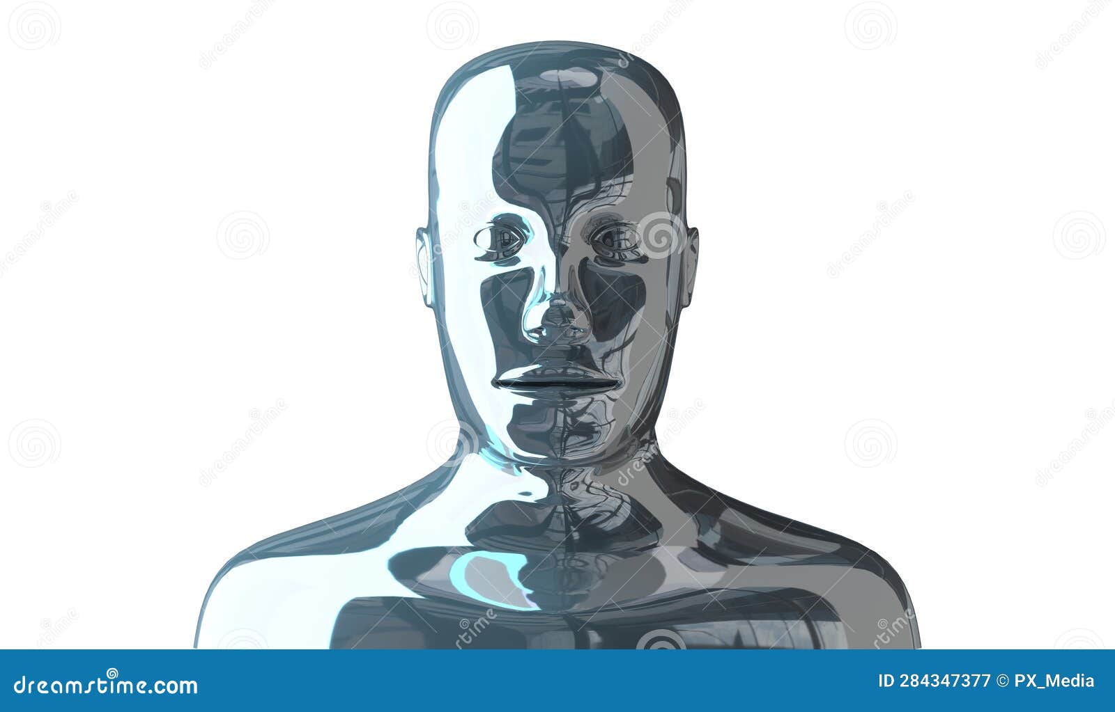 Geometrical, Metal Human Face on White Background Stock Illustration ...