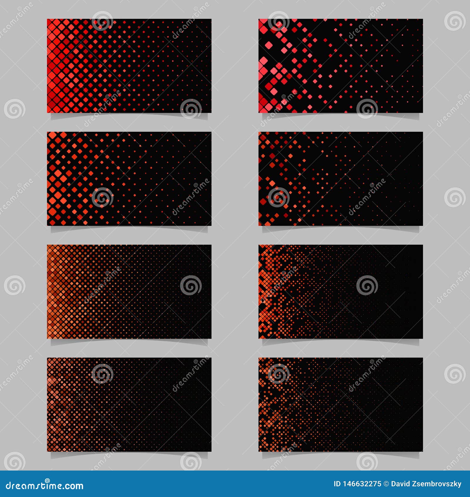 Geometrical Rounded Square Pattern Card Template Background Set Stock ...