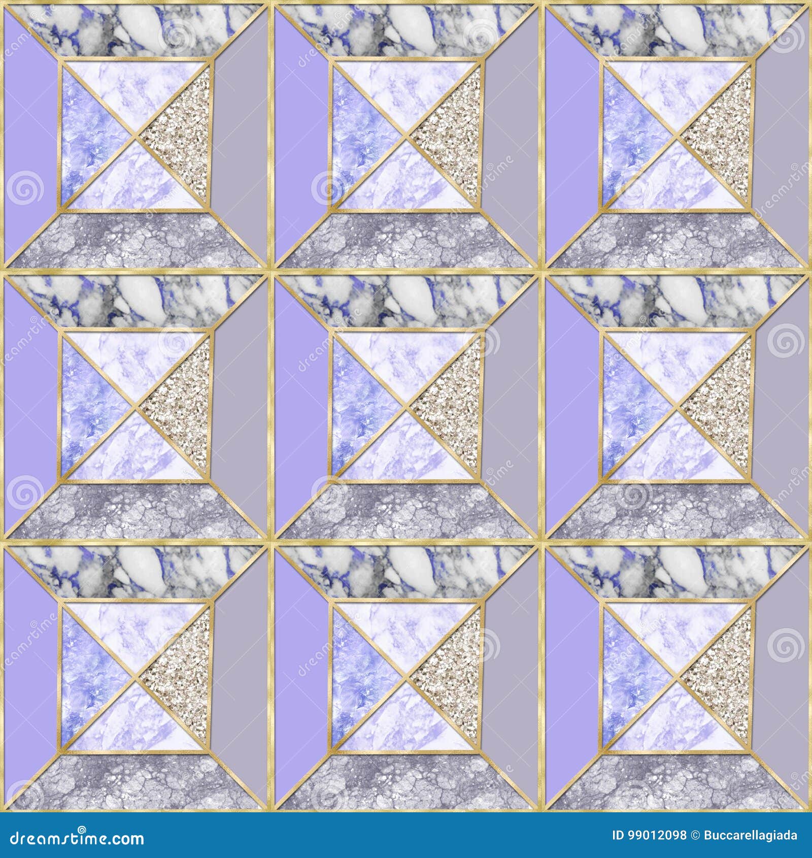 Seamless Pattern - Geometrical Violet Marble Background with Gold Trims ...