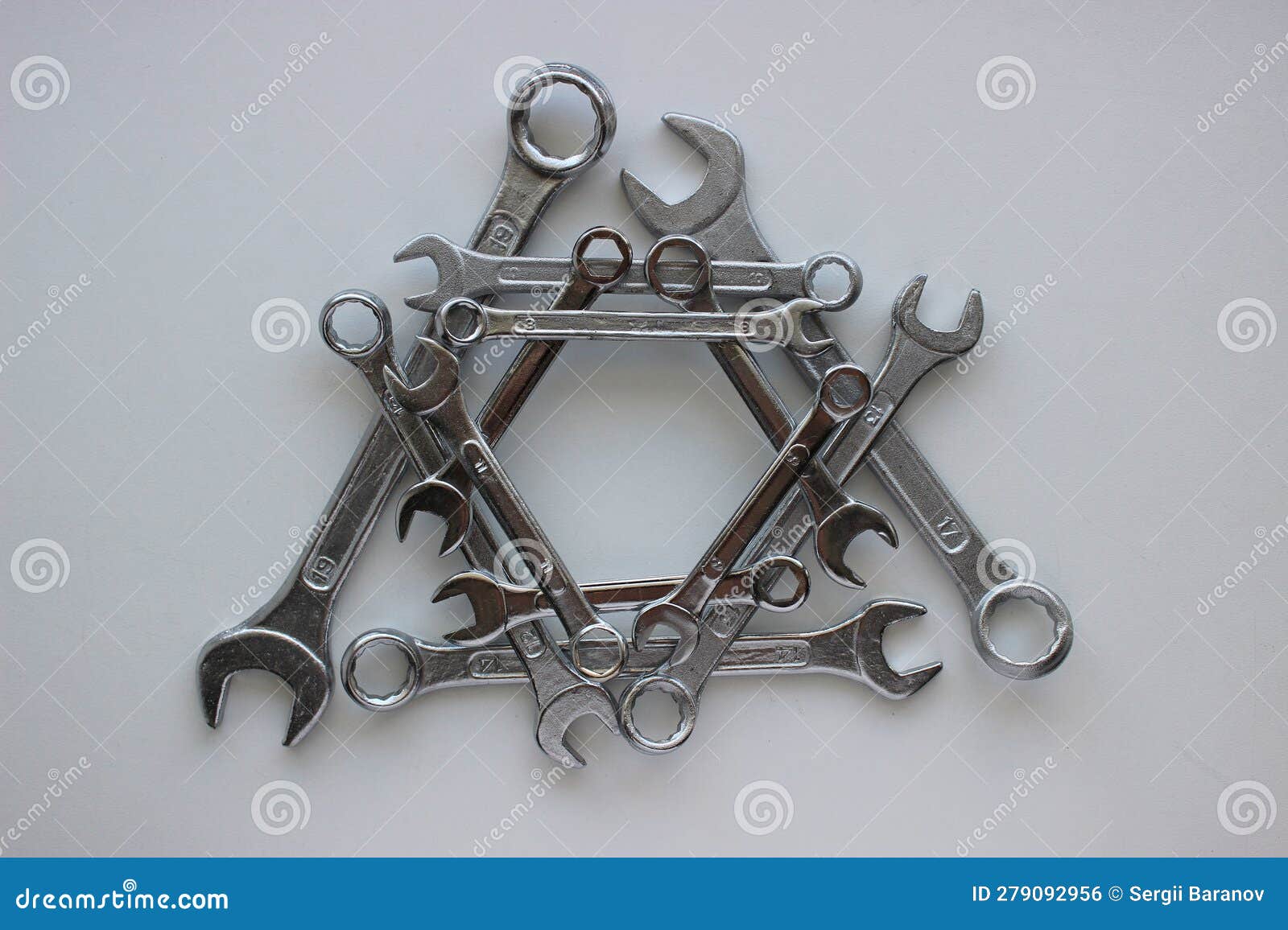 Geometrically Laid Out in a Triangular Shape, Chrome Plated Wrenches of ...